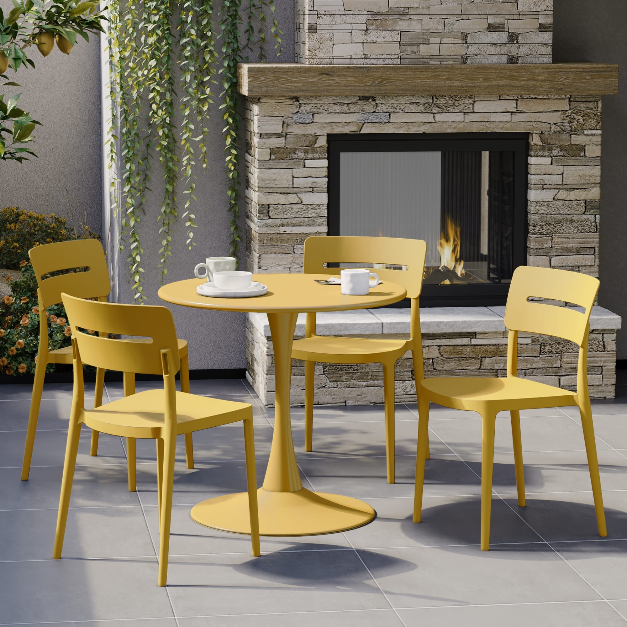 WestinTrends Playa Outdoor Modern Stackable Plastic Patio Dining Chairs ...