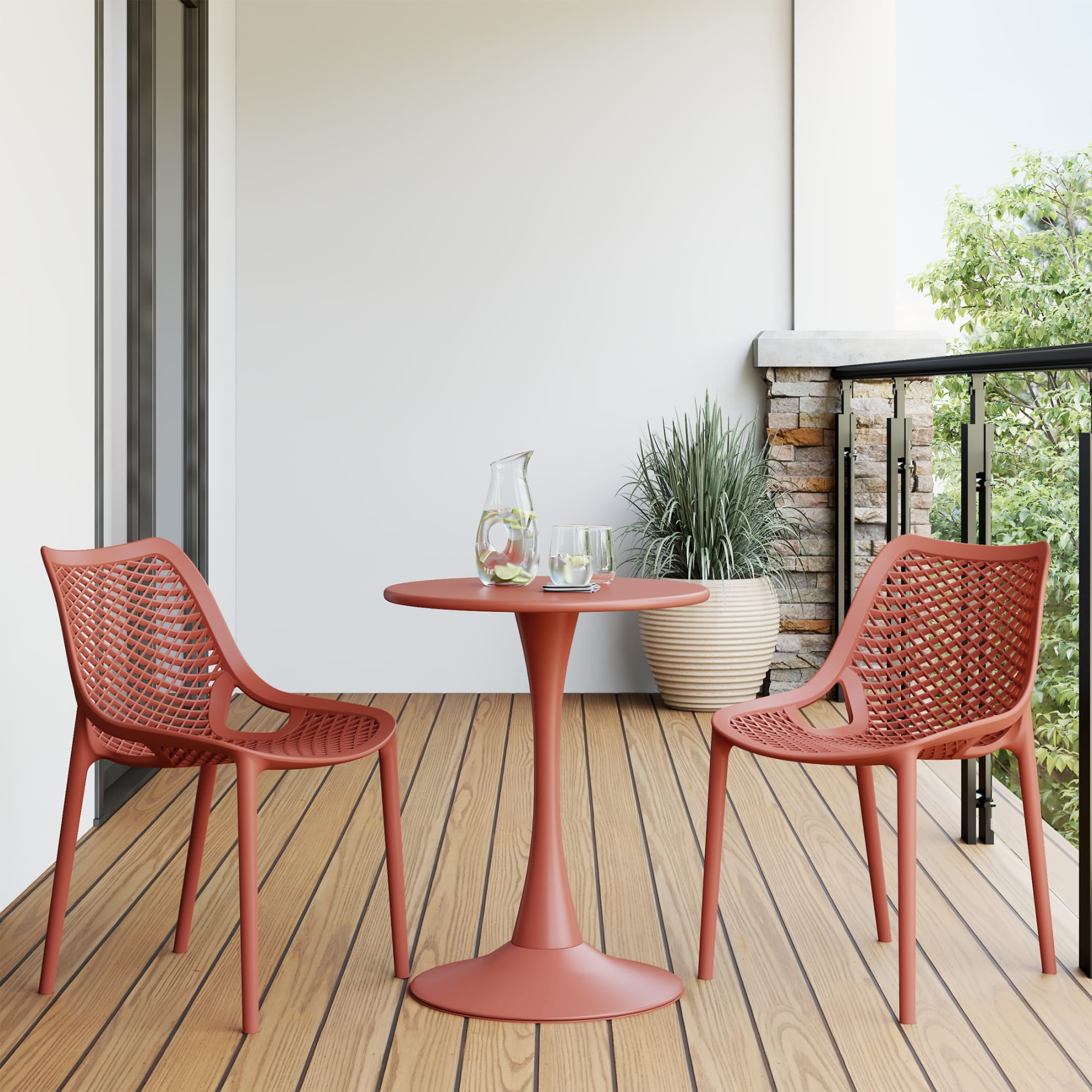 WestinTrends Playa Outdoor Stackable Modern Plastic Dining Chairs (Set ...