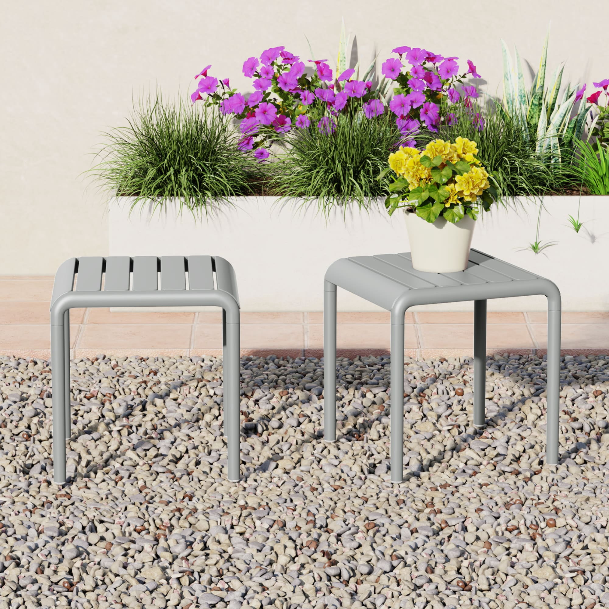 WestinTrends Playa Plastic Modern Outdoor Patio Accent Side Tables (Set ...