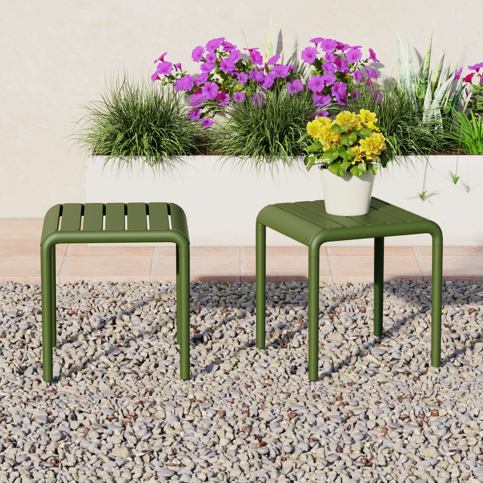 WestinTrends Playa Plastic Modern Outdoor Patio Accent Side Tables (Set ...
