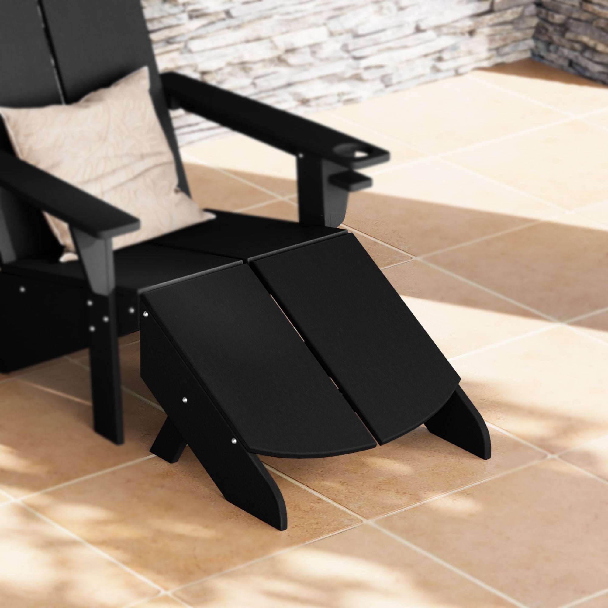 WestinTrends Riviera Modern HDPE Plastic Folding Patio Adirondack ...