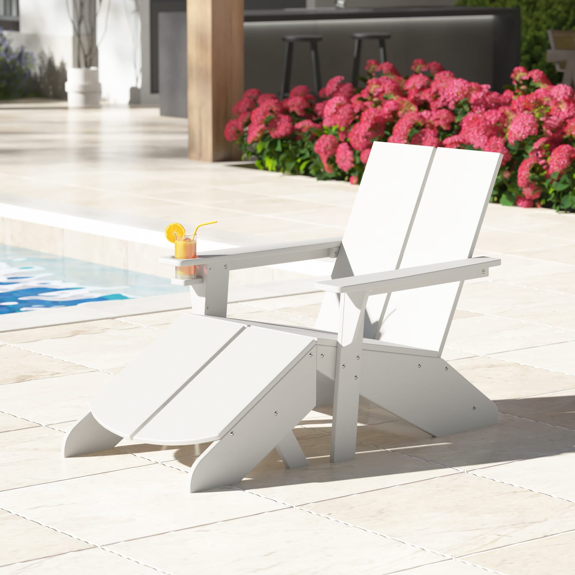 WestinTrends Riviera Outdoor HDPE Modern Adirondack Chair with Folding ...