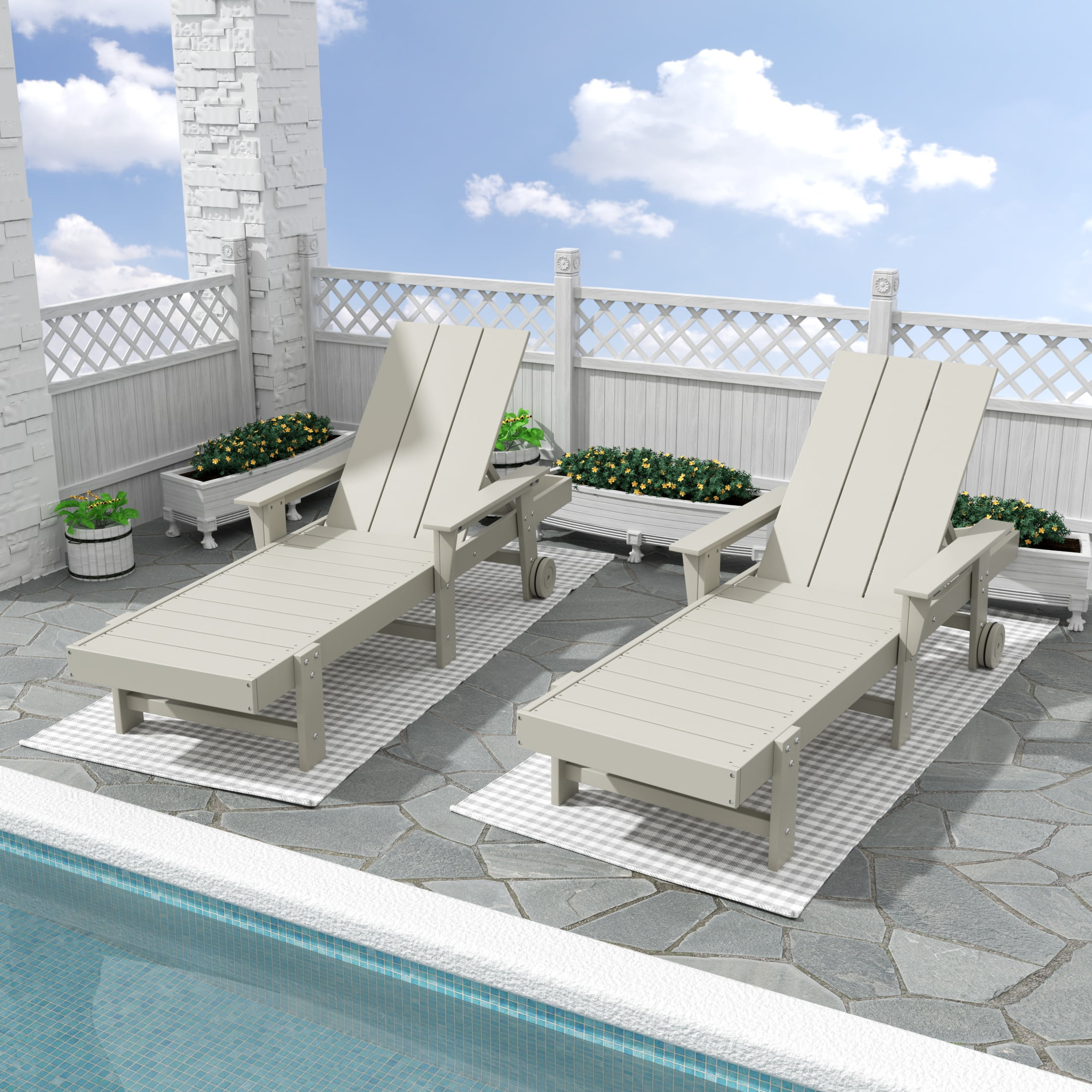WestinTrends Shoreside Poly Reclining Chaise Lounge for Outdoor, Patio ...