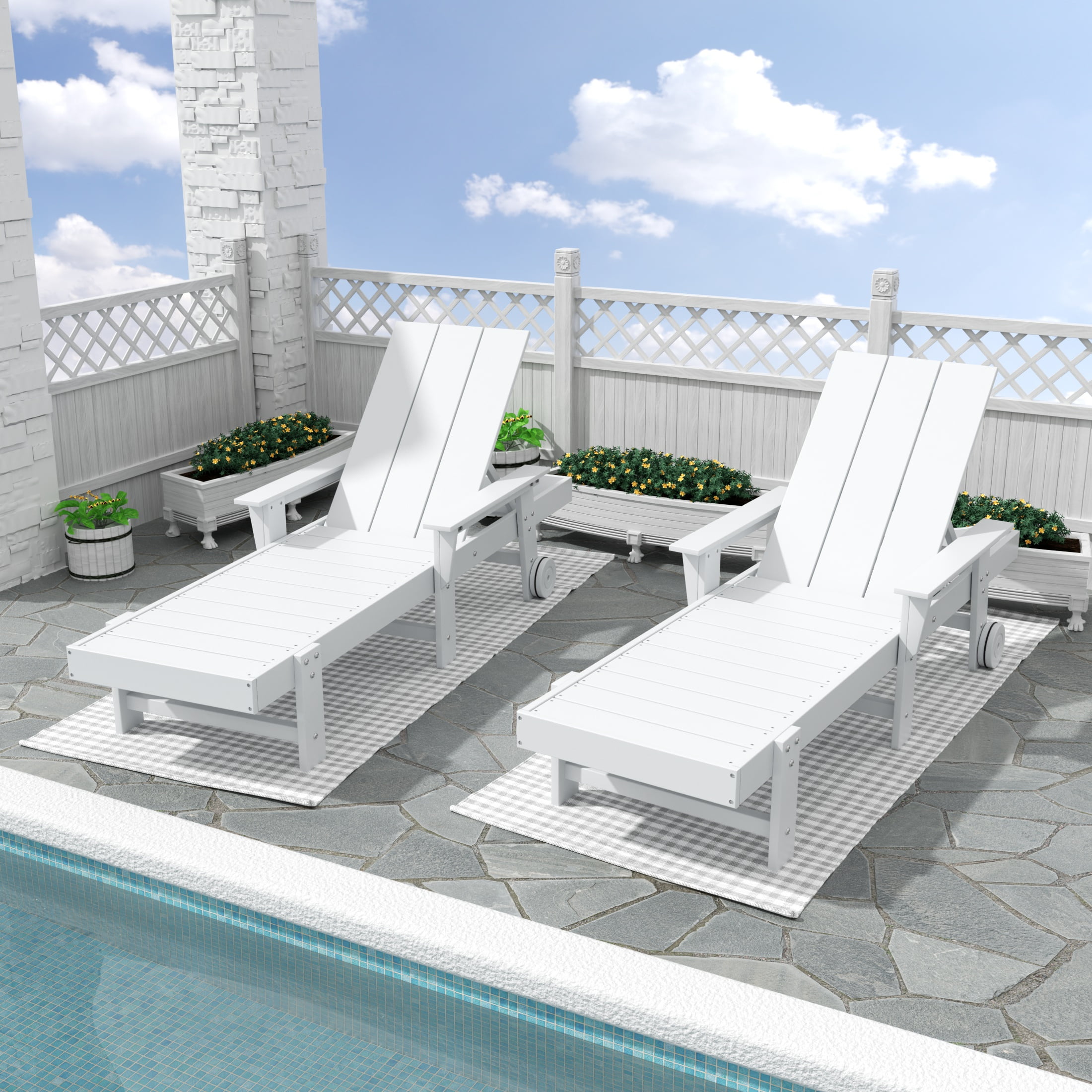 WestinTrends Shoreside Poly Reclining Chaise Lounge for Outdoor, Patio ...