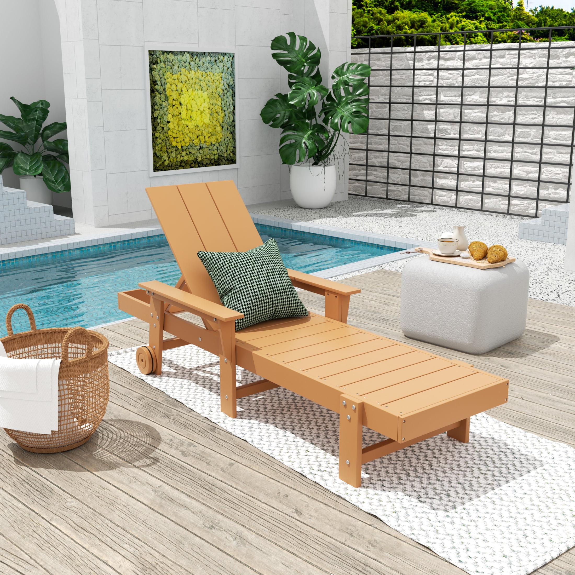 WestinTrends Shoreside Poly Reclining Chaise Lounge for Outdoor, Patio ...