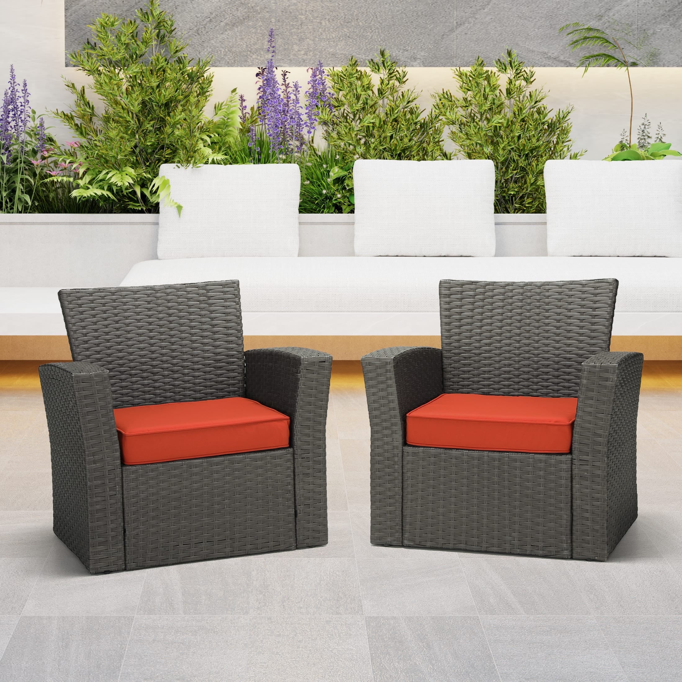 WestinTrends Solace Outdoor Patio Furniture Seat Chair Square Cushions ...