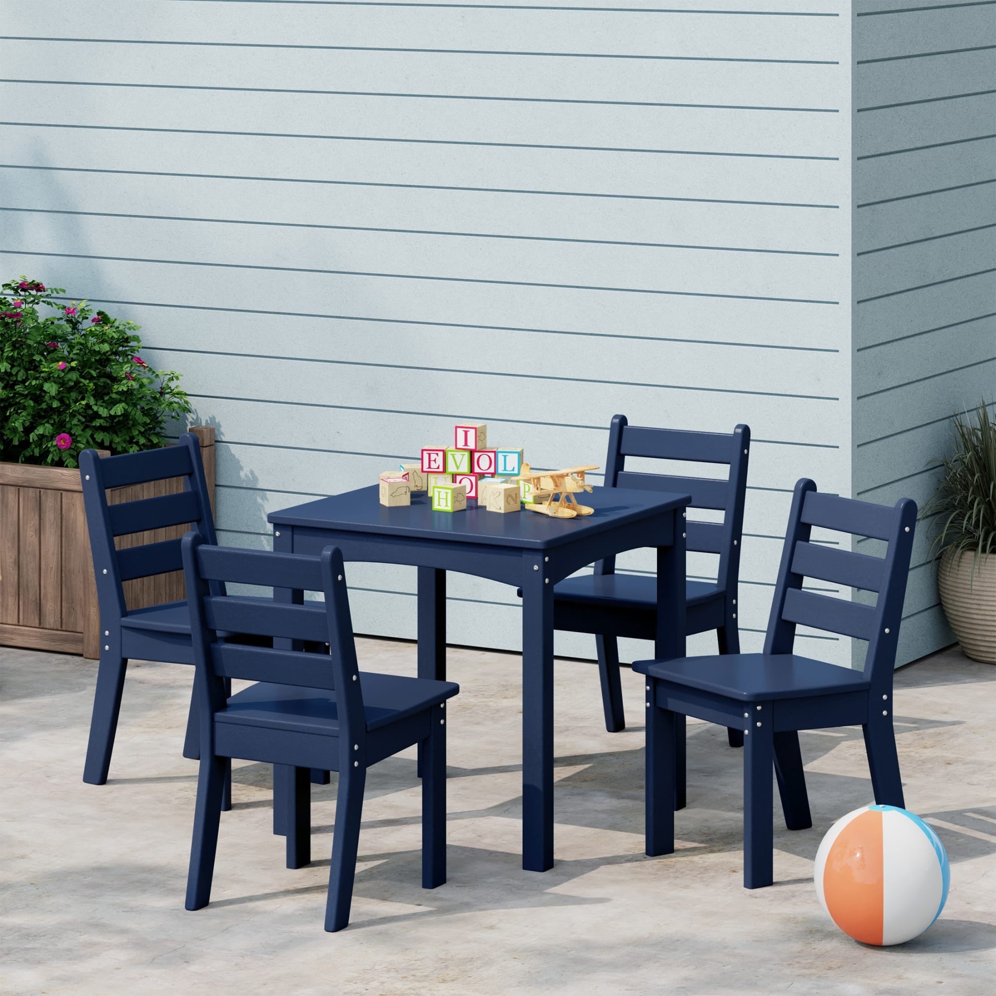 WestinTrends Treehouse Kids 5-Piece HDPE Dining Table and Chairs Set ...