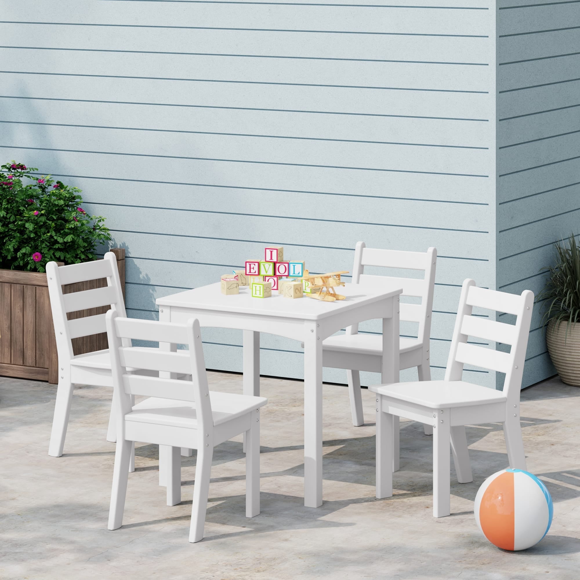 WestinTrends Treehouse Kids 5-Piece HDPE Dining Table and Chairs Set ...