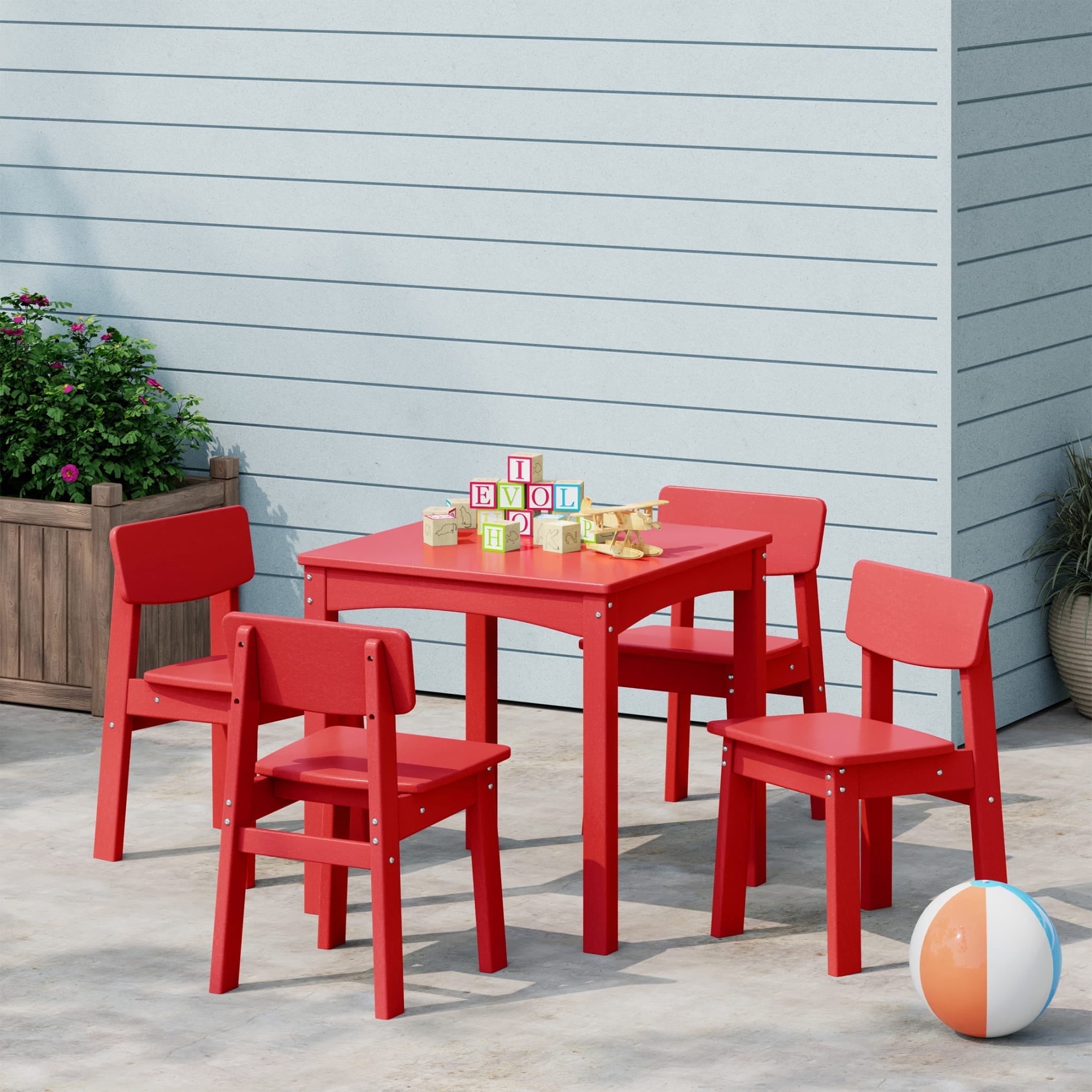 WestinTrends Treehouse Kids 5-Piece Modern HDPE Dining Table and Chairs ...