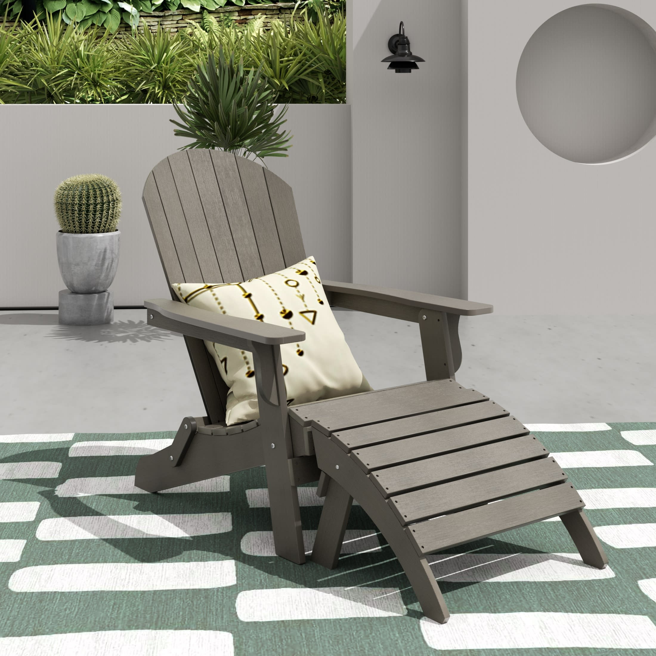 WestinTrends Tuscany 2-Piece HIPS Outdoor Folding Adirondack Seashell ...