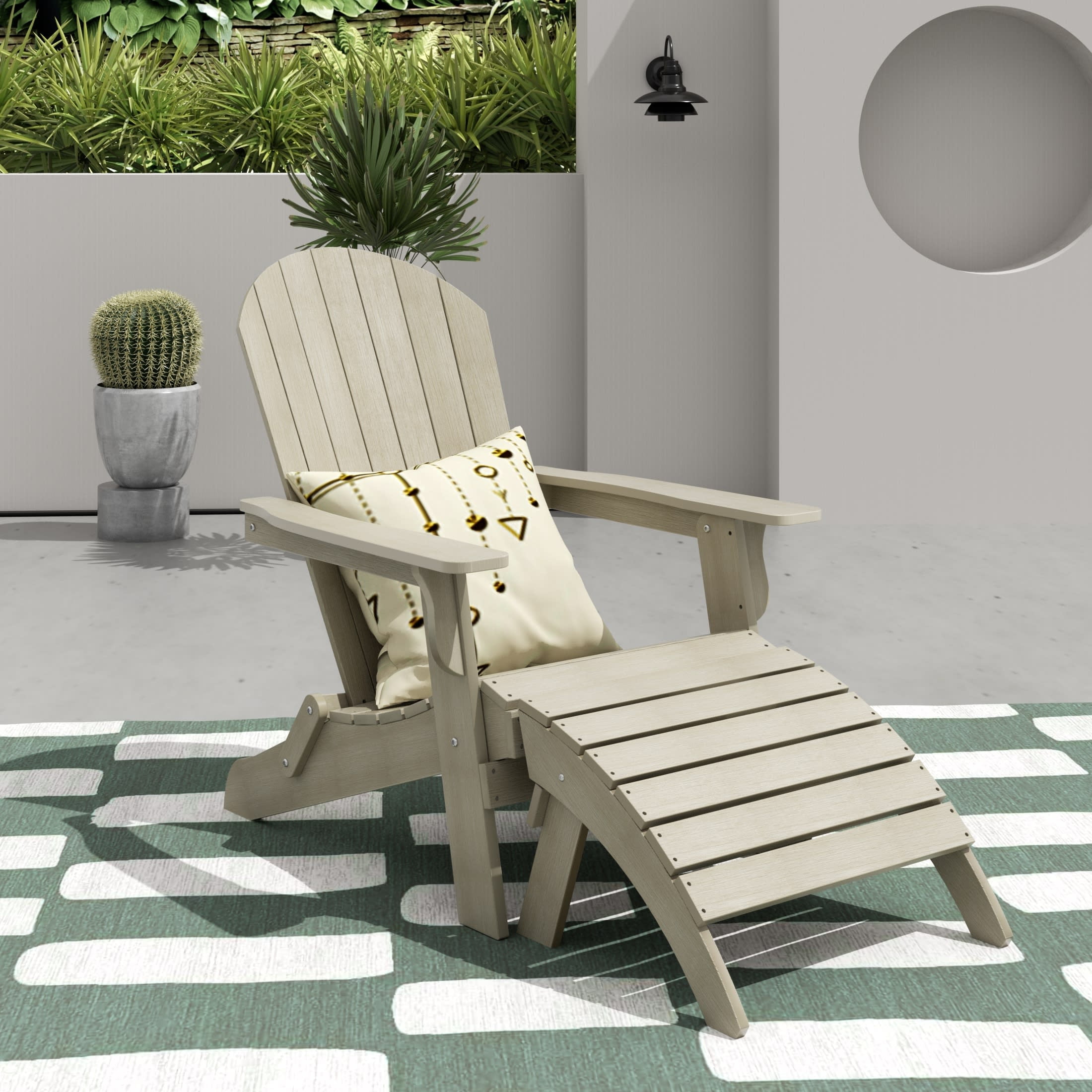 WestinTrends Tuscany 2-Piece HIPS Outdoor Folding Adirondack Seashell ...