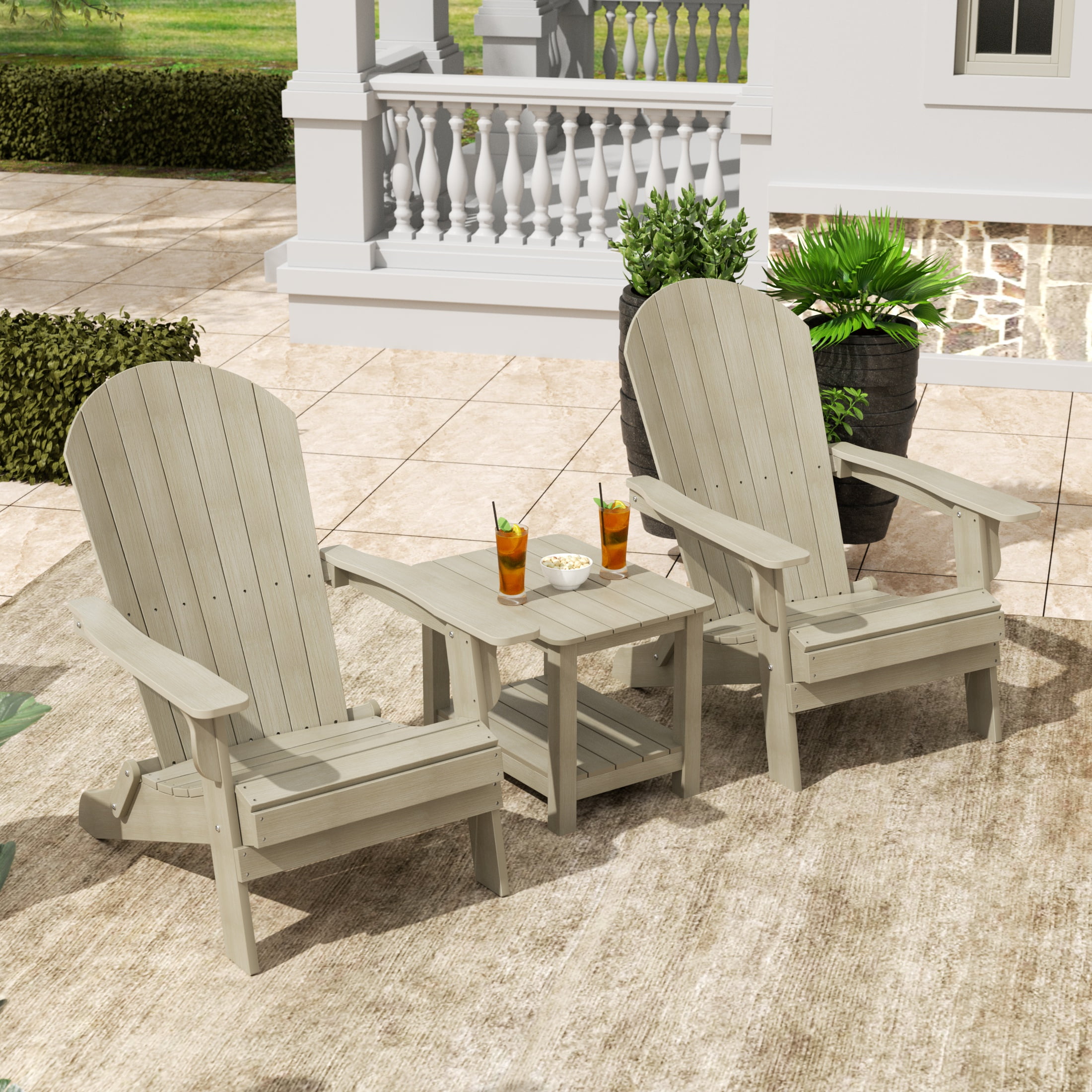 WestinTrends Tuscany 3PC HIPS Outdoor Adirondack Seashell Chair Set ...