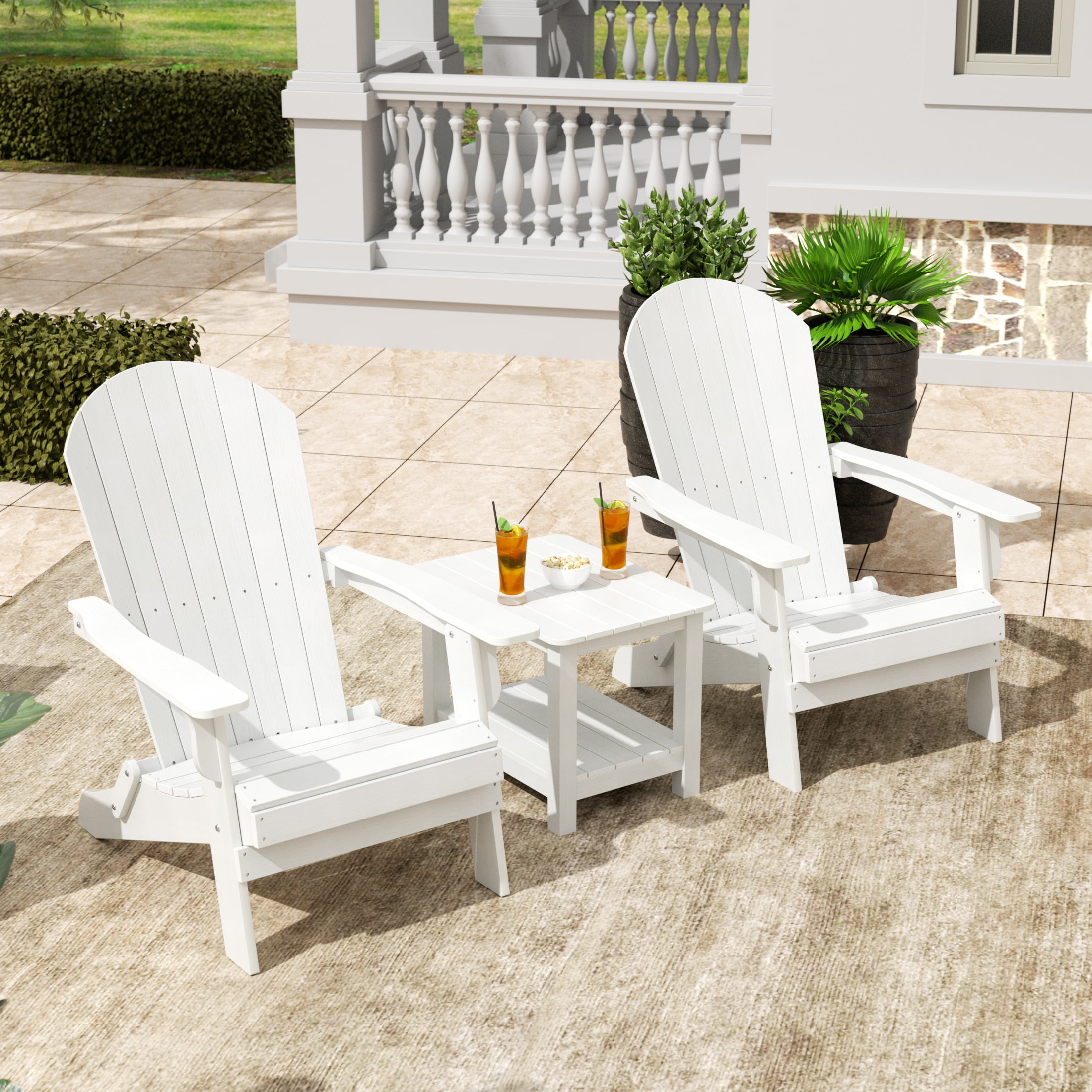 WestinTrends Tuscany 3PC HIPS Outdoor Adirondack Seashell Chair Set ...