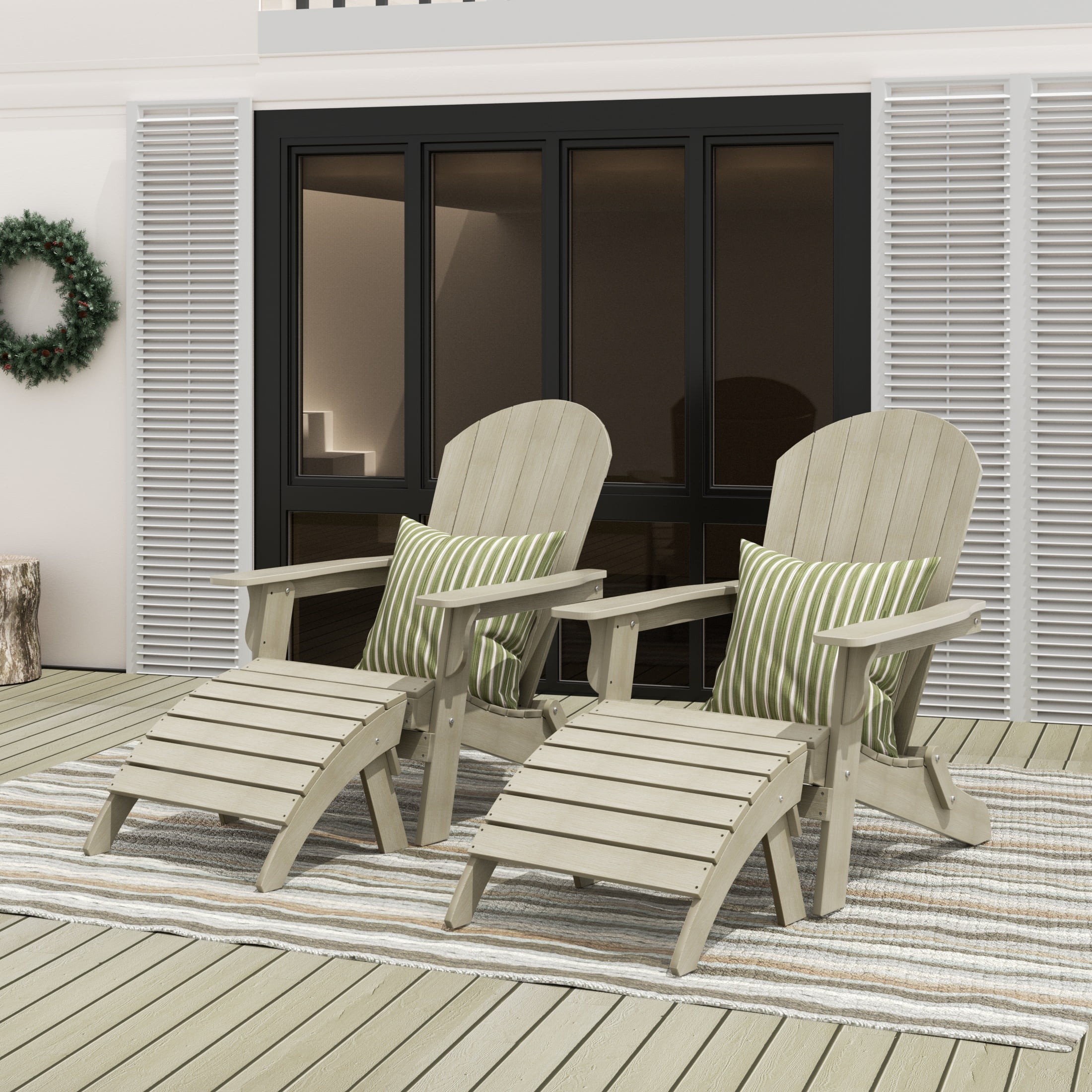 WestinTrends Tuscany 4-Piece HIPS Outdoor Folding Adirondack Seashell ...