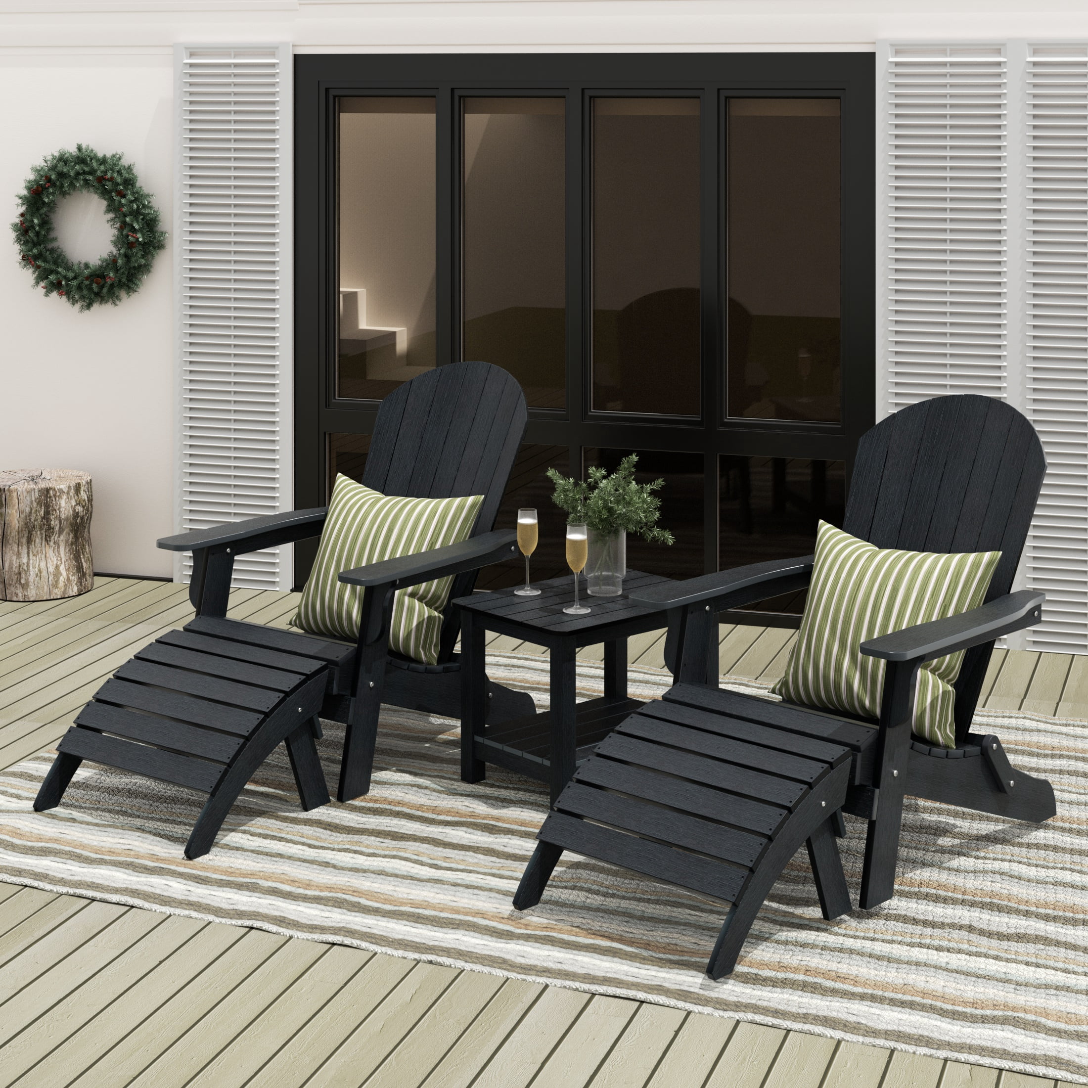 WestinTrends Tuscany 5-Piece HIPS Outdoor Folding Adirondack Seashell ...