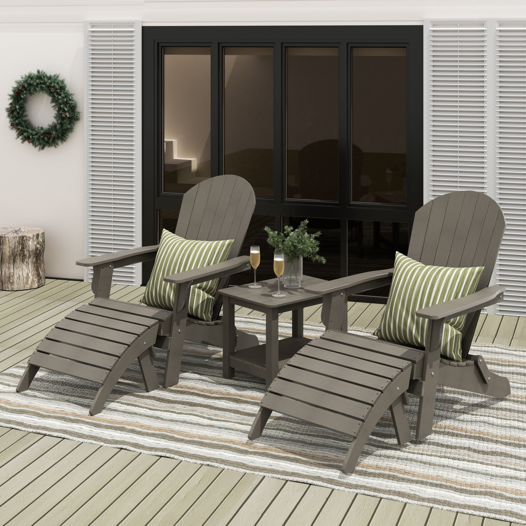 WestinTrends Tuscany 5-Piece HIPS Outdoor Folding Adirondack Seashell ...