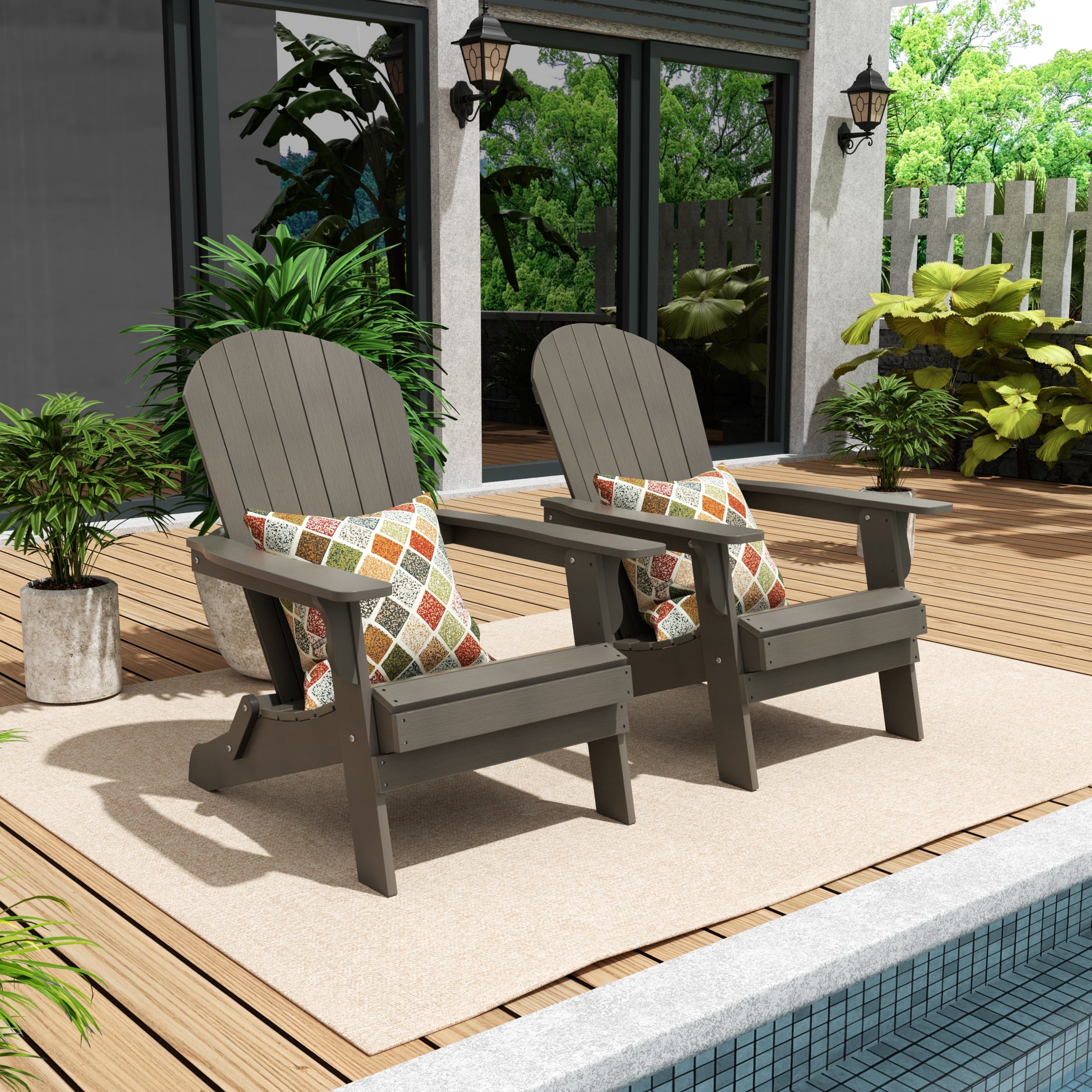 WestinTrends Tuscany HIPS Outdoor Folding Adirondack Seashell Chair ...