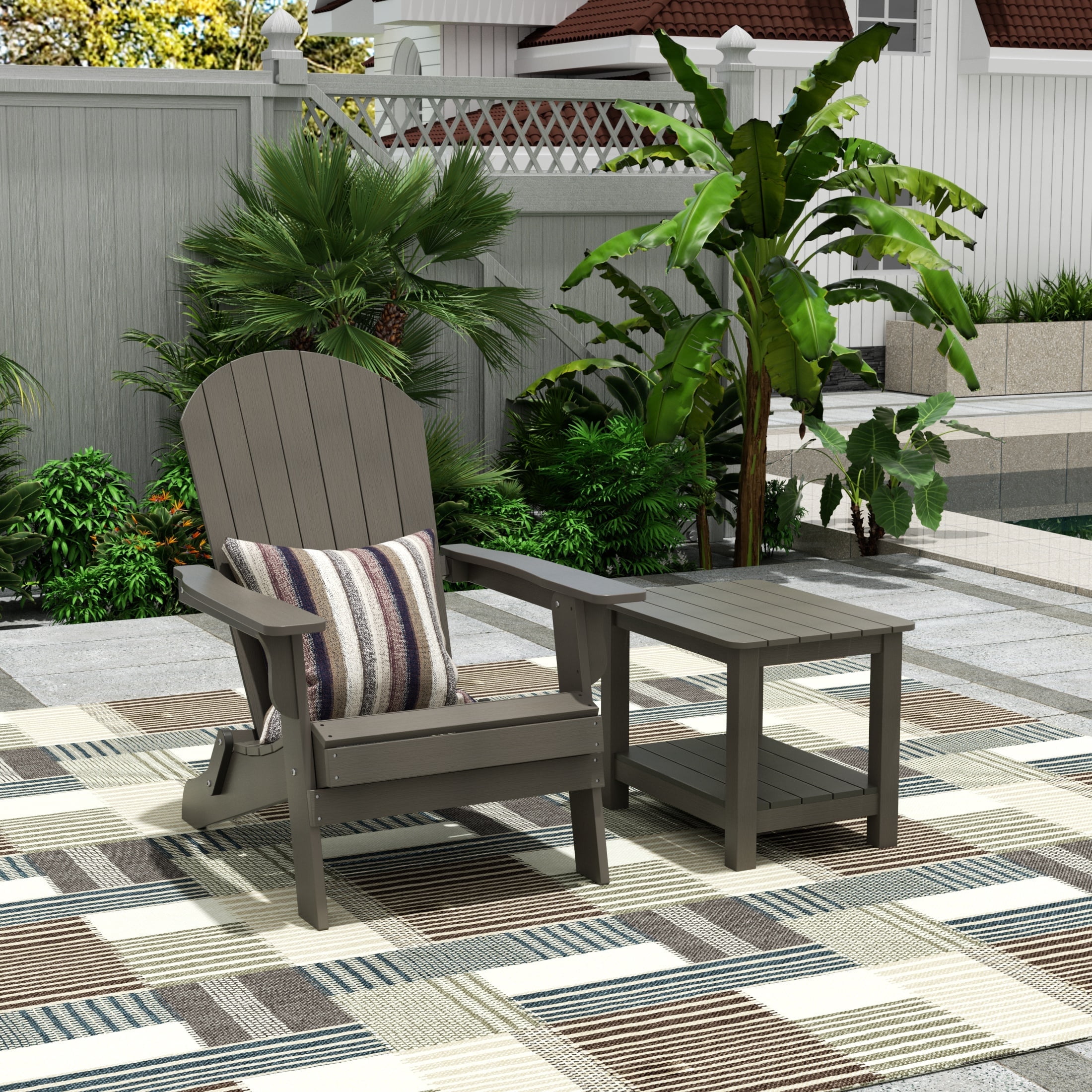 WestinTrends Tuscany HIPS Outdoor Folding Adirondack Seashell Chair ...