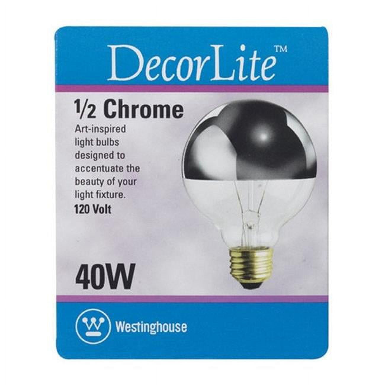 Westinghouse 03156 Half Chrome Globe Bulb, 40 Watt, 120 Volts - Walmart.com