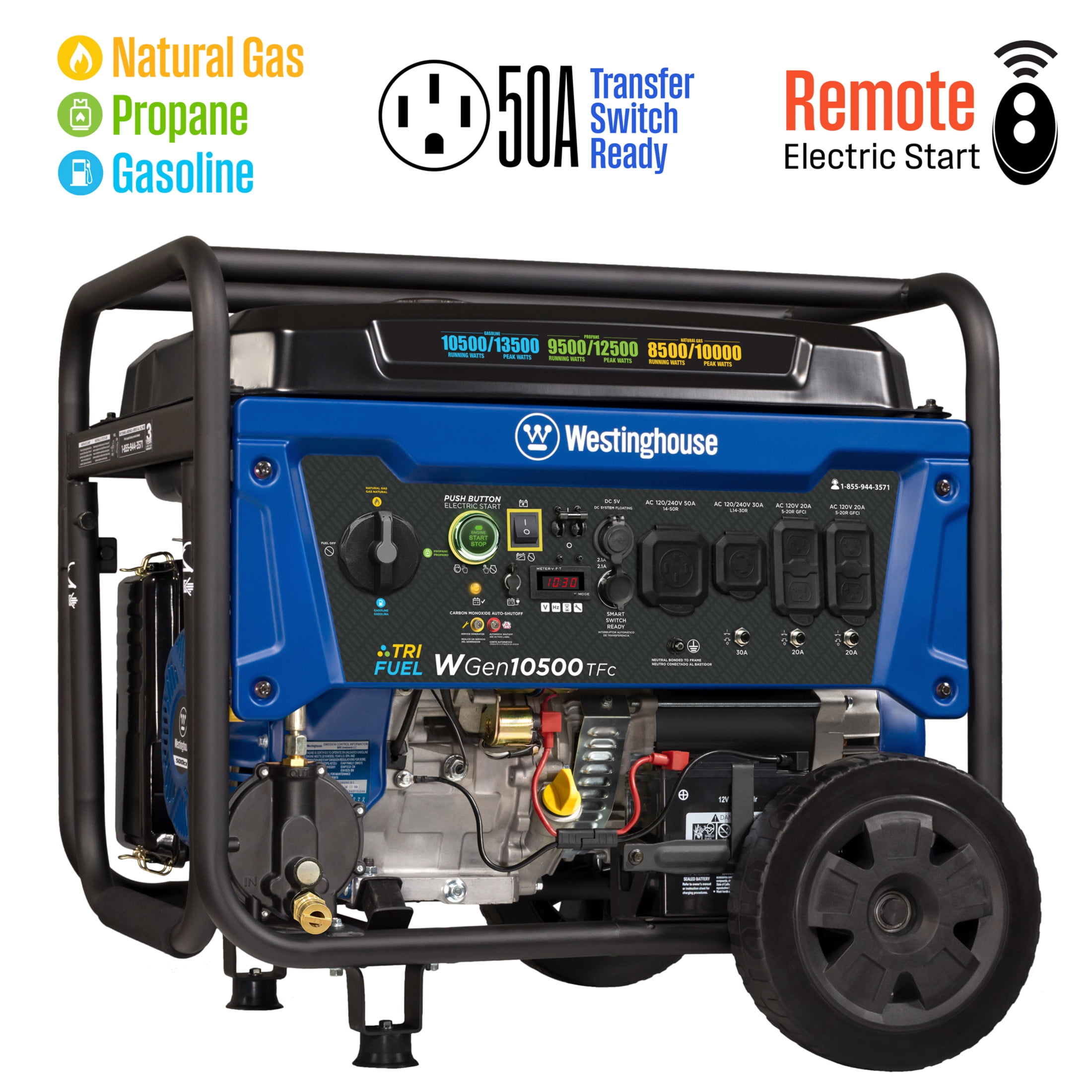 Westinghouse 13,000 Watt Tri-Fuel Portable Generator with Electric ...