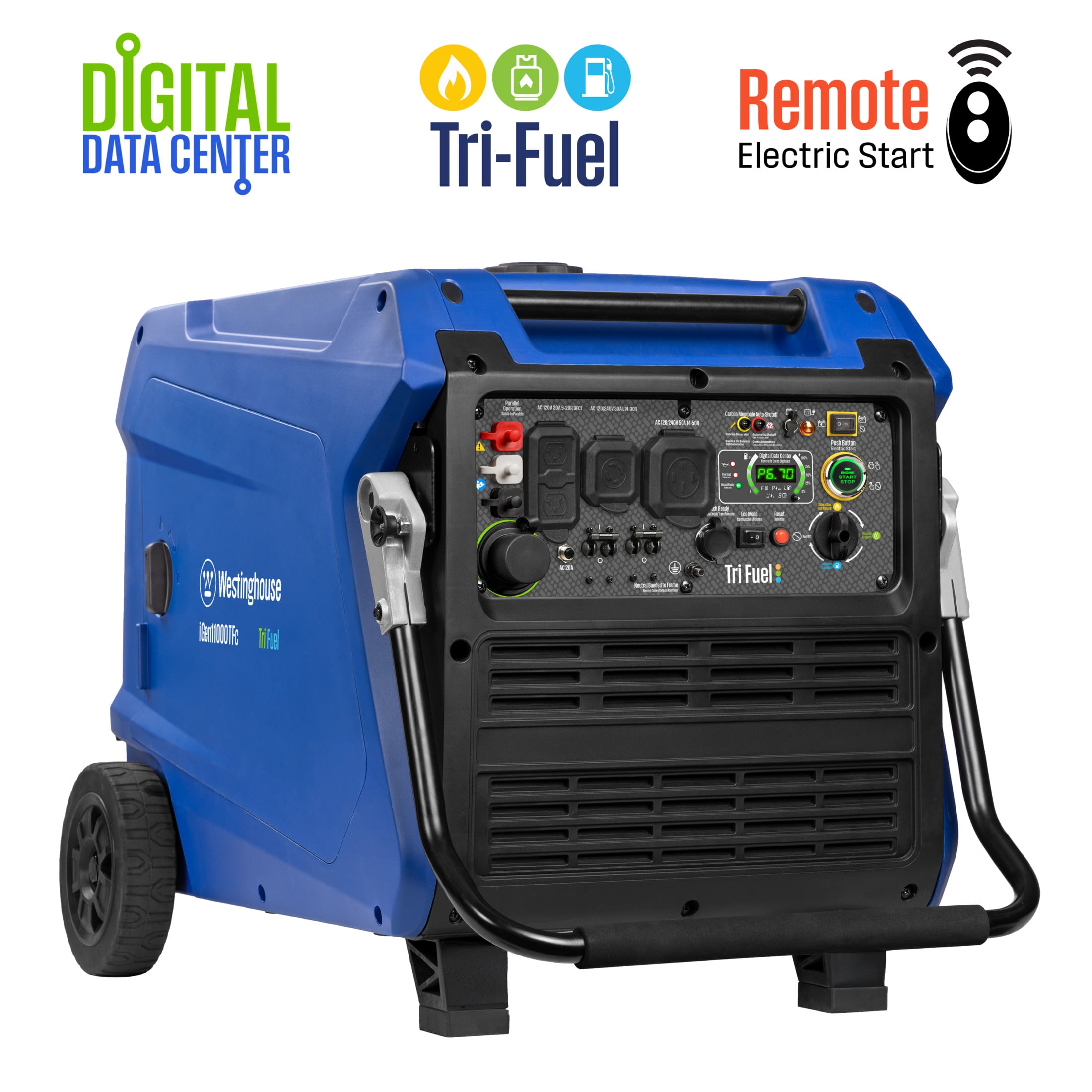 Westinghouse 11,000 Peak Watt Portable Inverter Generator, Tri Fuel ...