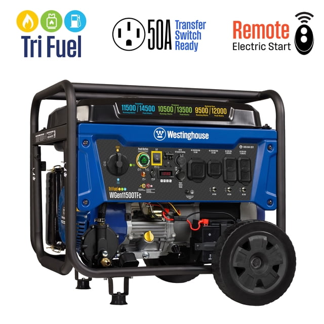 Westinghouse 14,500W Tri-Fuel Generator with Remote Start, Electric ...