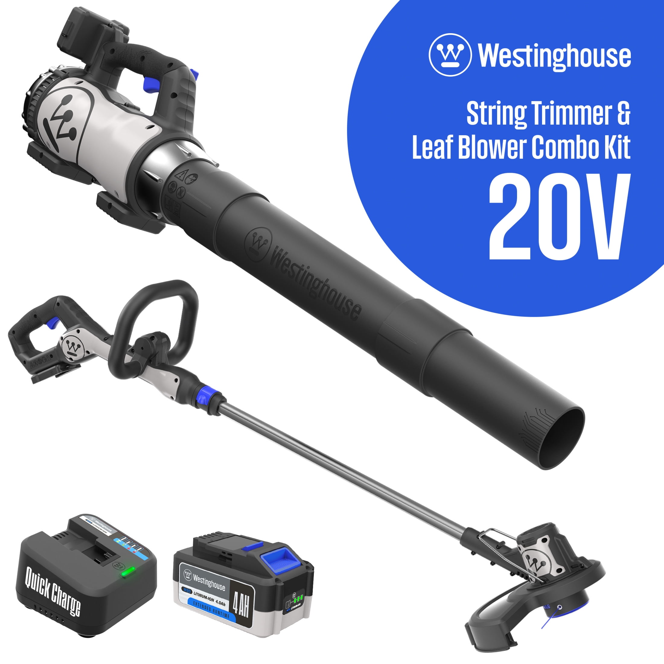Westinghouse 20V Cordless Leaf Blower, 350 CFM, 110 MPH + 2-in-1 ...