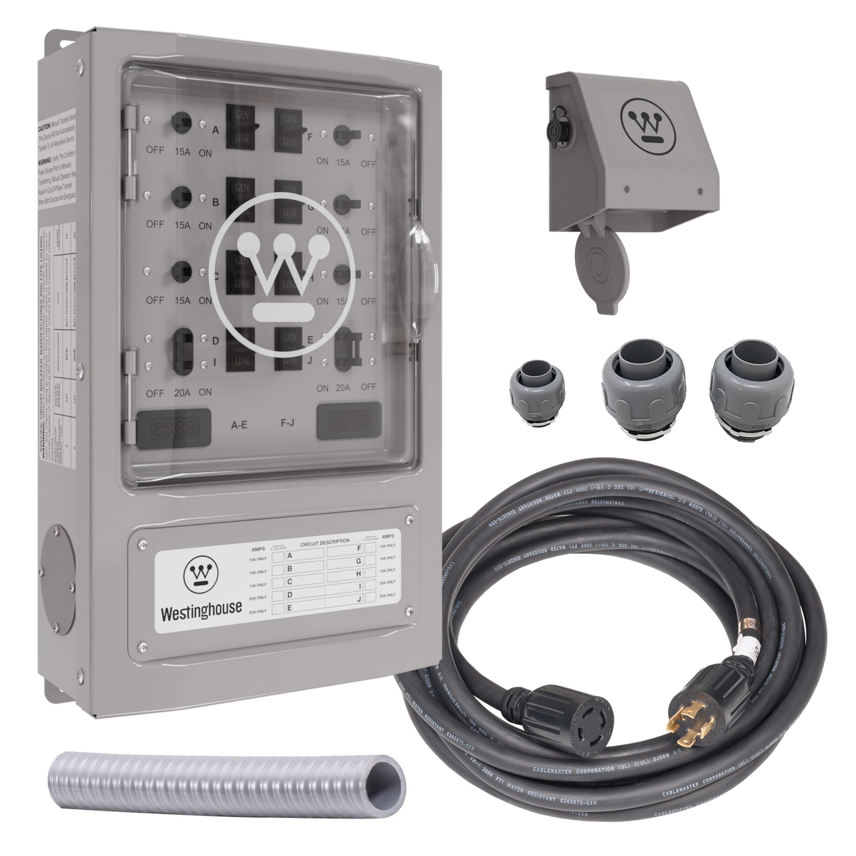 Westinghouse 30A Durable Transfer Switch Kit, 8 Circuits, 7500 Rated ...