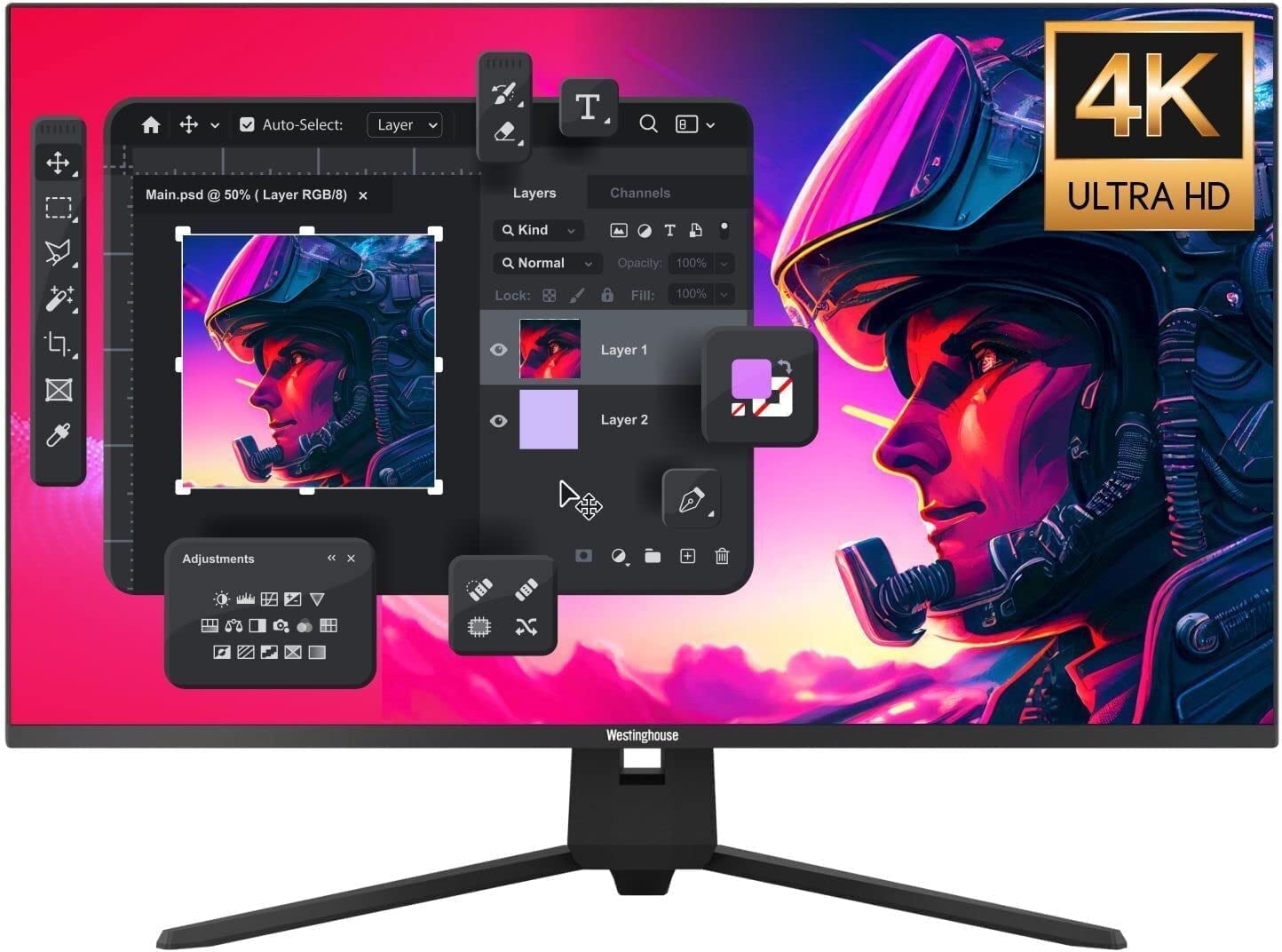 Westinghouse 32-inch 4K Ultra HD LED Monitor, 60Hz, EyeRest & Anti ...