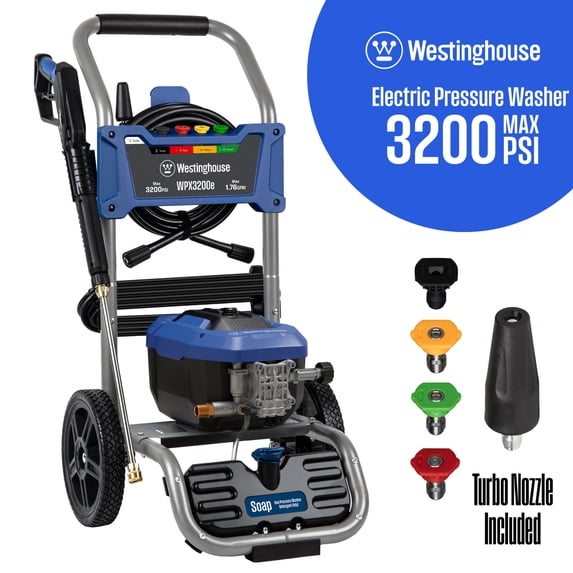 Westinghouse Pressure Washer, 3200 Max PSI, WPX3200e, 5 Nozzles & Soap ...
