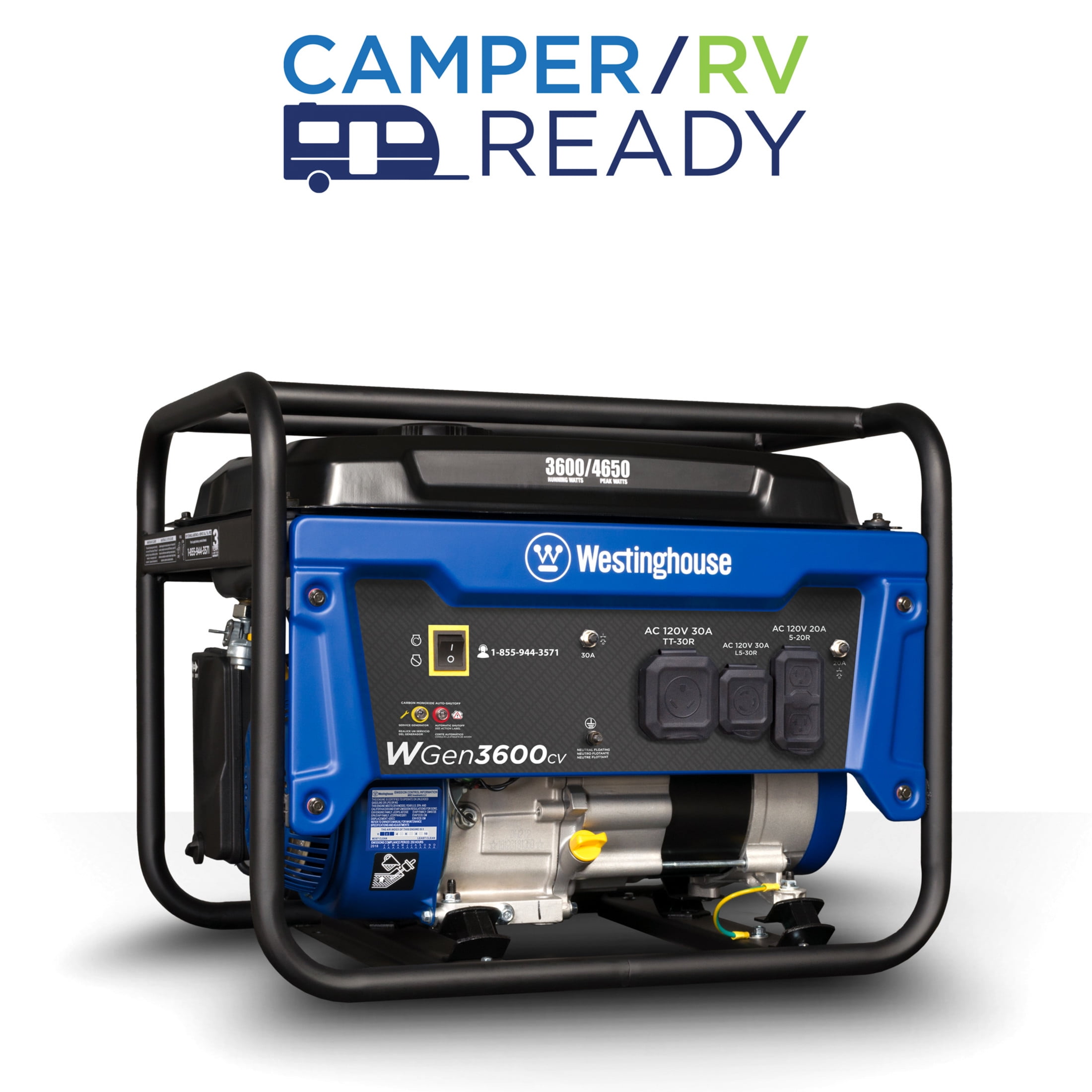 Westinghouse Portable Gas Generator, 4650 Peak Watt, Recoil Start, RV ...