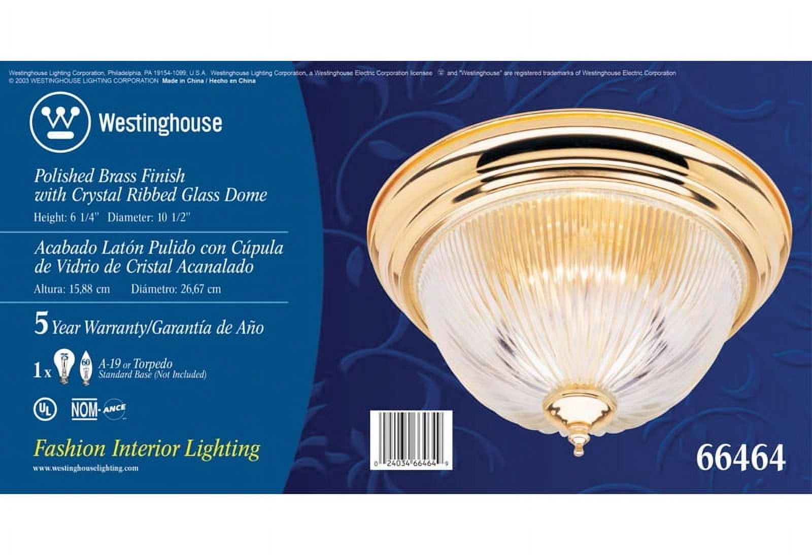 Save 24% • Westinghouse Flush Mount Dome Light, Polished Brass