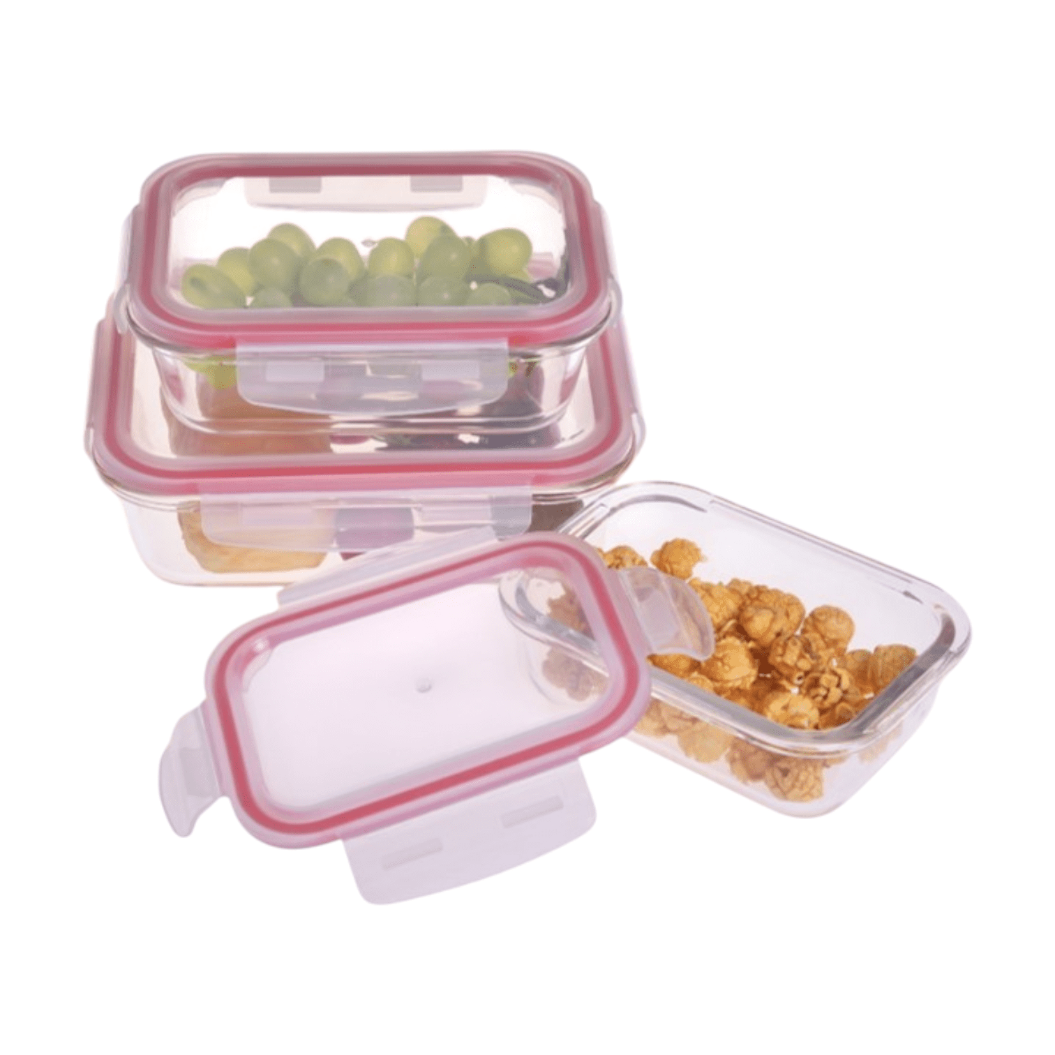 Westinghouse Homeware USA 3pc Glass Food Storage Set, Airtight, Pink ...