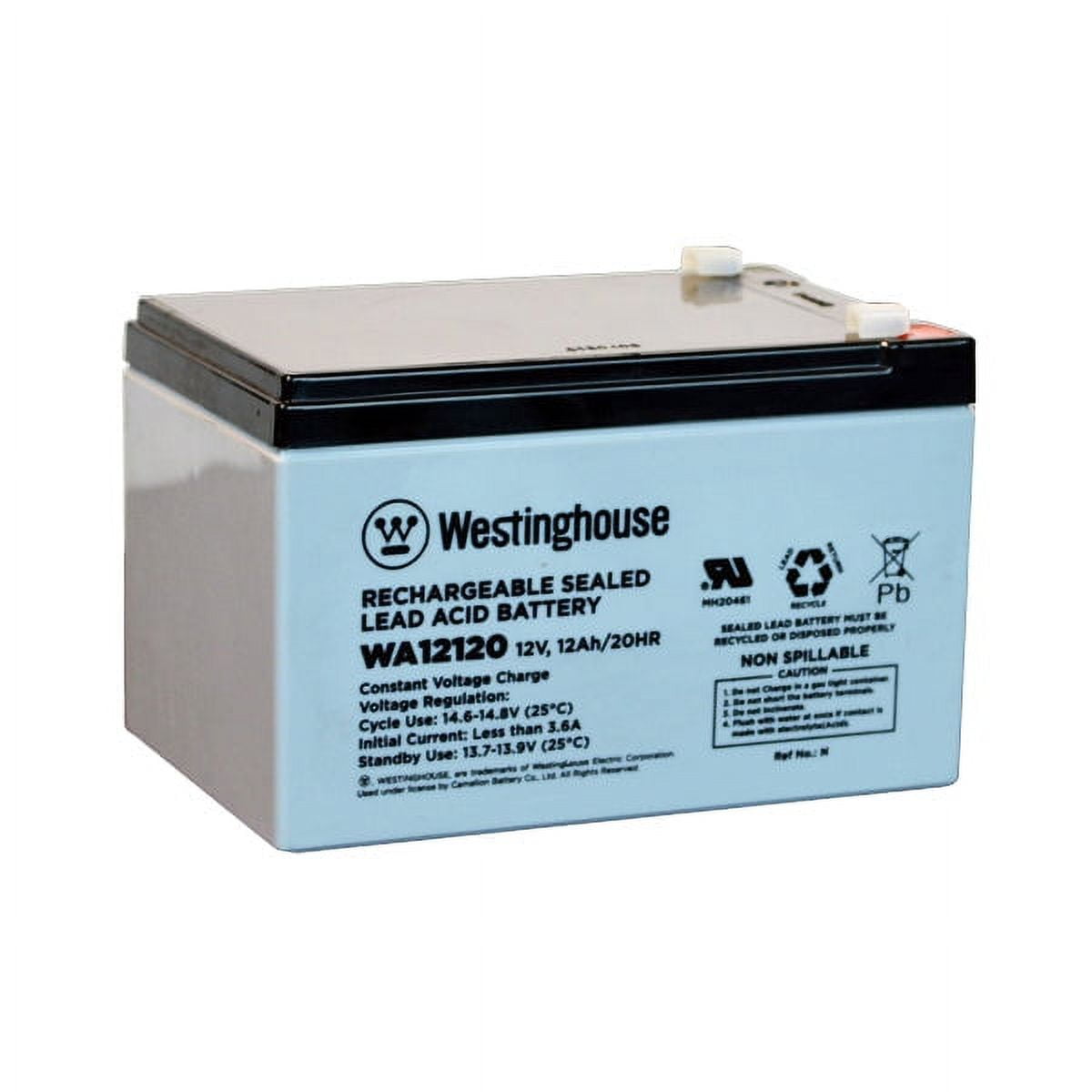 Westinghouse WA12120-F2 12 Volt 12 Amp F2 Terminal, Sealed Lead Acid ...
