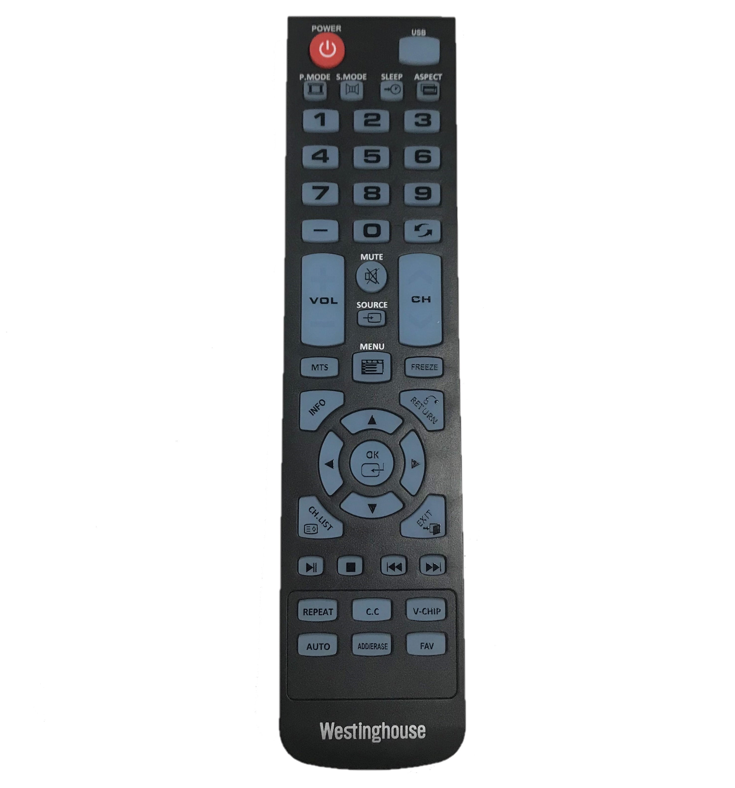 Westinghouse WS-1688 TV OEM Remote Control for WD24HBB6106 WD48FAB100 ...