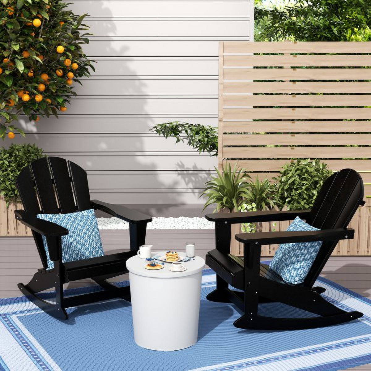 (2 pack) Westintrends Malibu Black Rocking Chair Outdoor, All Weather ...