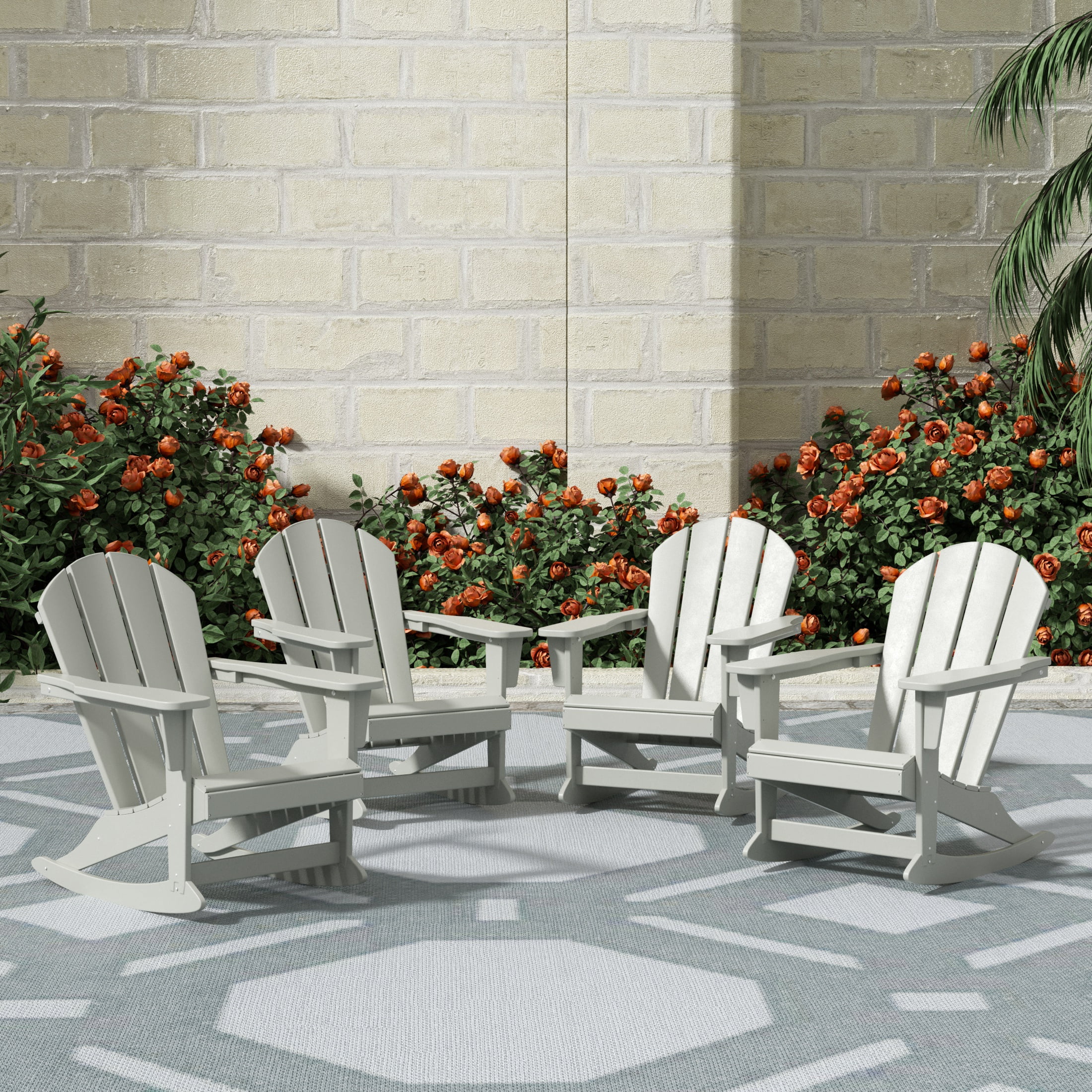Westintrends Malibu Outdoor Rocking Chair Set of 4, All Weather ...