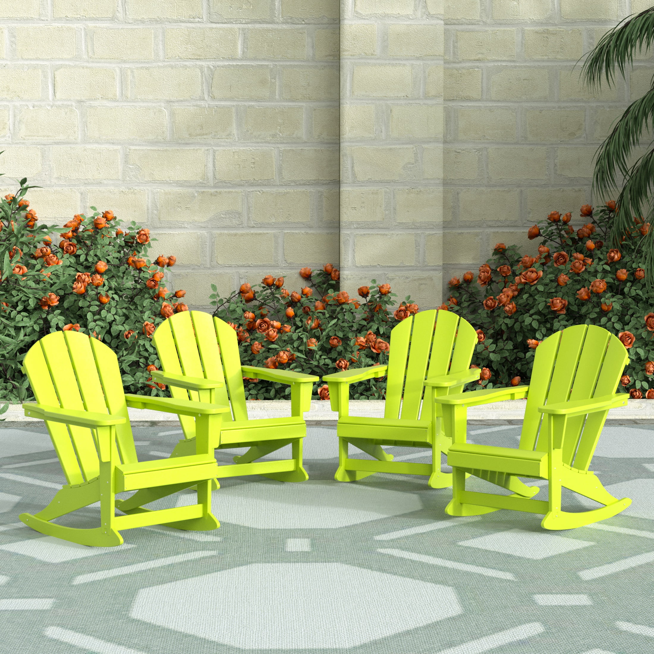 Westintrends Malibu Outdoor Rocking Chair Set of 4, All Weather Poly ...