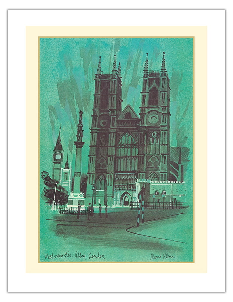 Westminster Abbey London - Vintage Travel Poster by David Klein c.1968 ...