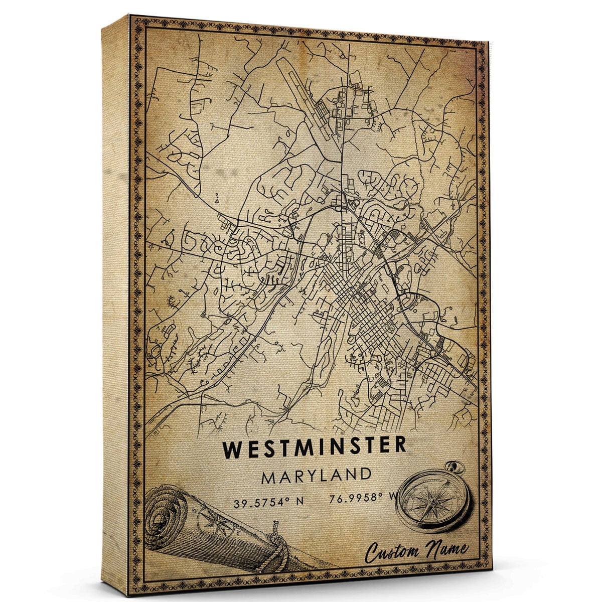 Westminster Map Poster, Maryland Map Art Poster, Canvas, Westminster ...