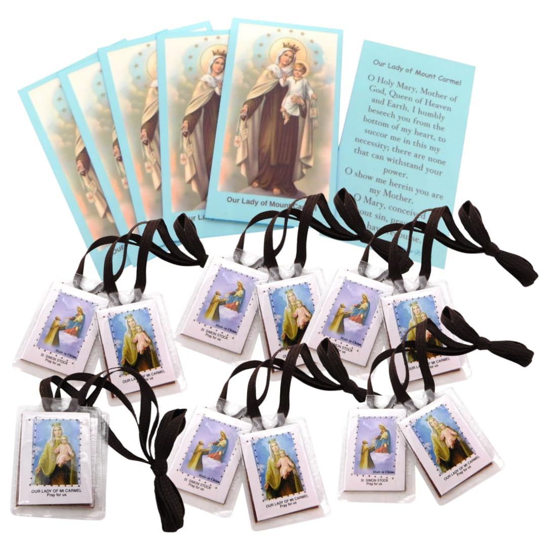 Westmon Works Scapular and Holy Card Set Bulk Classroom Pack Bundle of Lamimated Traditional ...