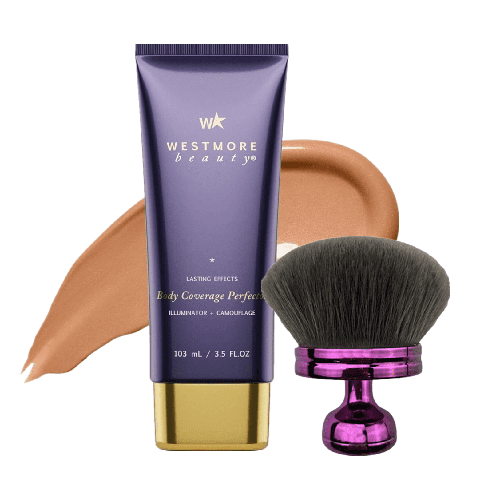 Westmore Beauty Body Coverage Perfector 3.5oz + X-Large Buffer Brush - Flawless Body Makeup ...