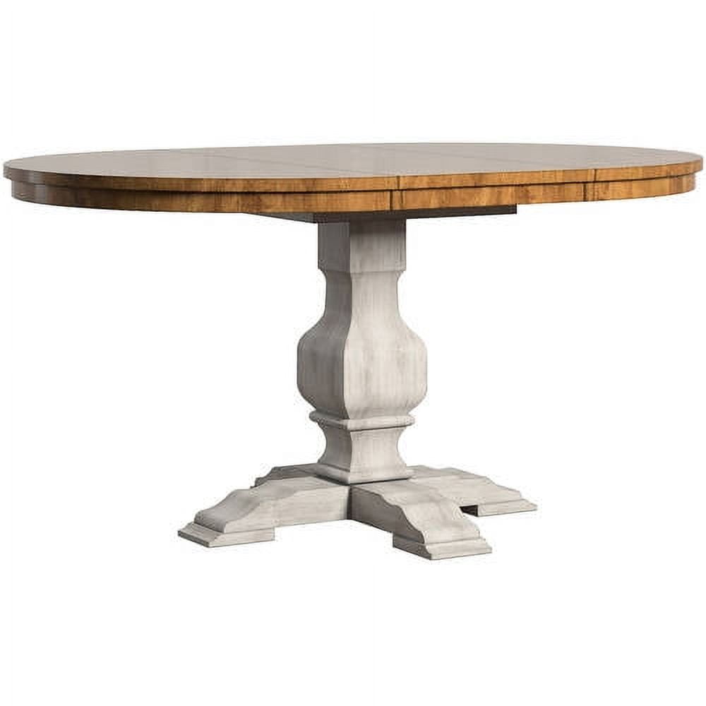 Weston Home 40 60 Oval Wood Dining Table with Leaf Oak Top Pedestal Base Antique White Walmart