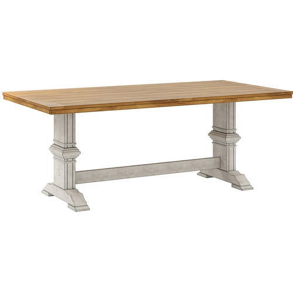 Weston Home 78" Rectangular Oak Top Dining Table with Antique White ...