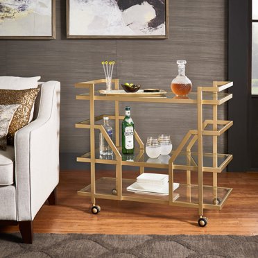 Free Shipping! Chelsea Lane Grosseto Champagne Gold Bar Cart - Walmart.com