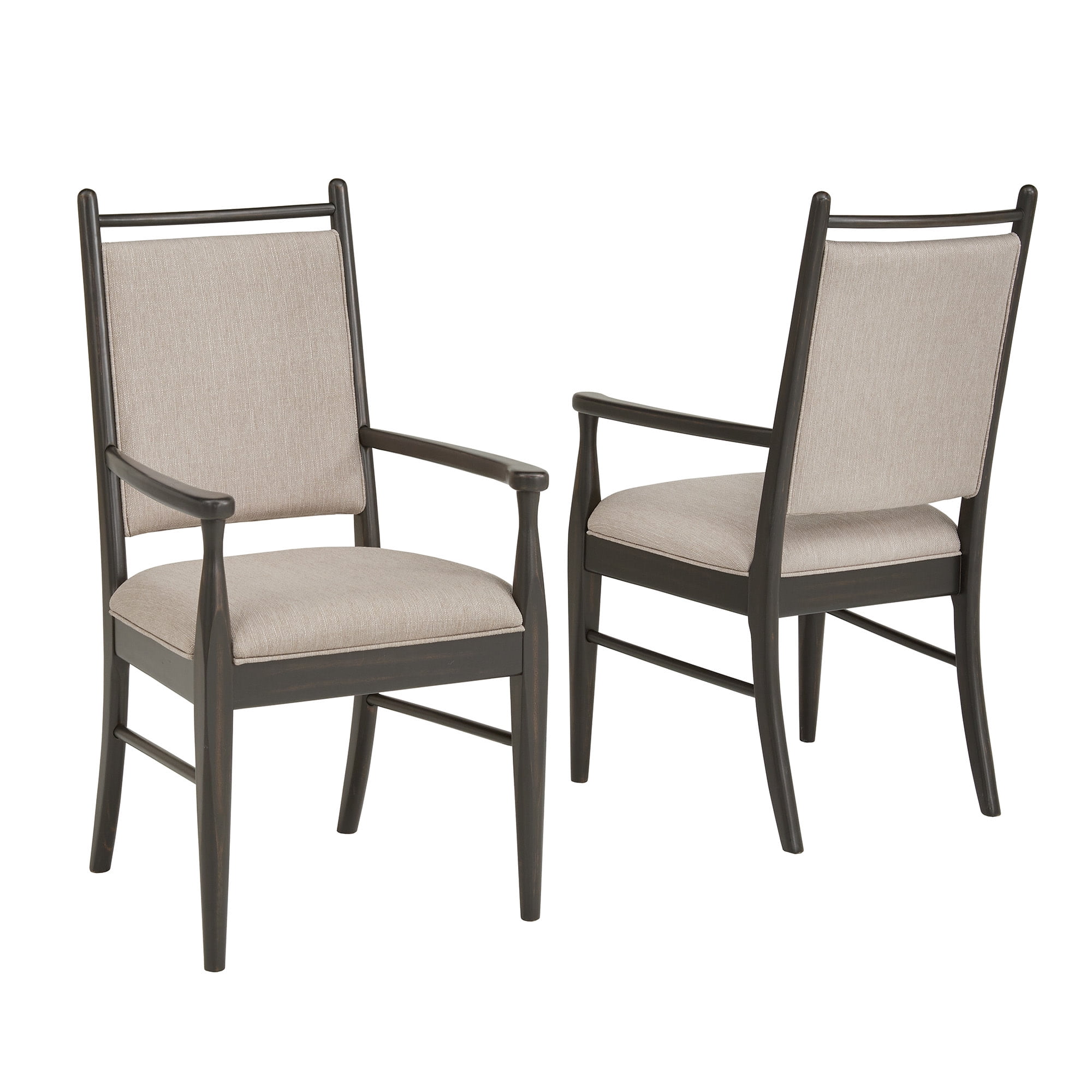 Weston Home Alta Wood Finish Beige Fabric Arm Chair, Set of 2, Black ...