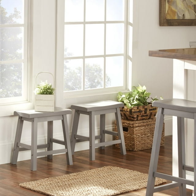 Weston Home Ashby 18-inch Backless Stools, Set of 2, Frost Grey Finish ...