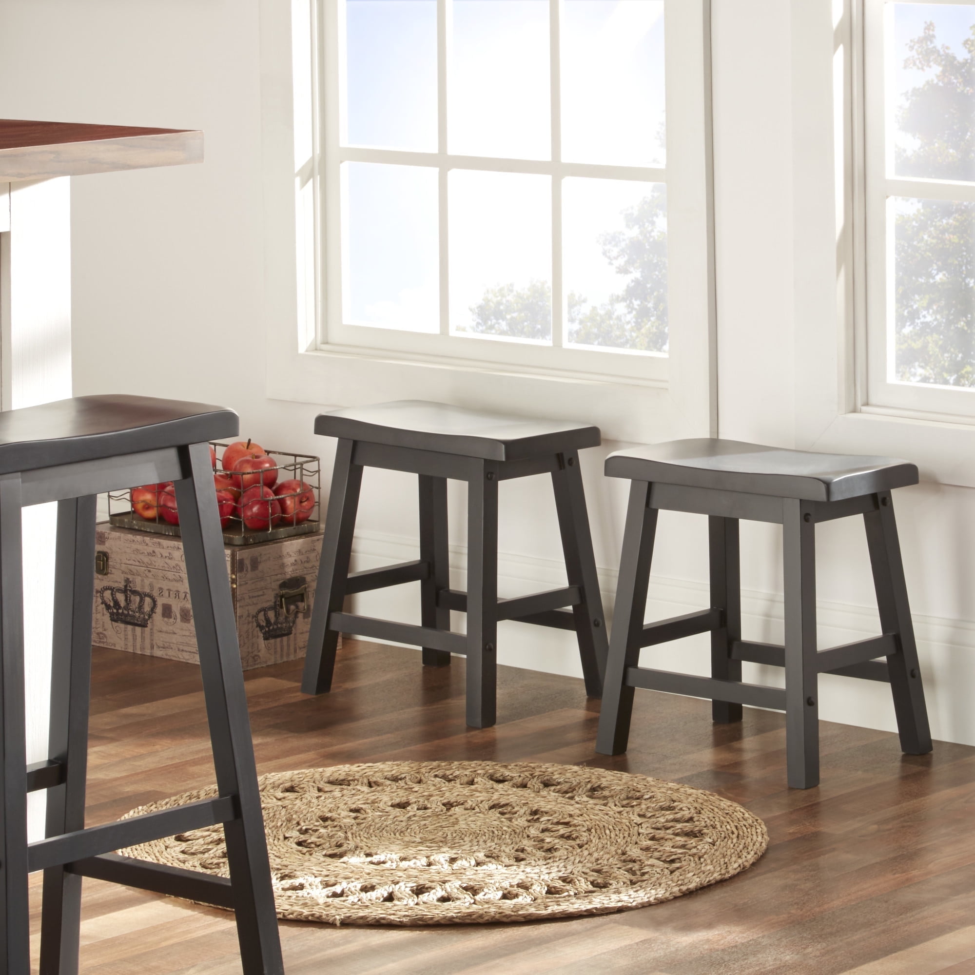 Weston Home Ashby 18-inch Backless Stools, Set of 2, Vulcan Black ...