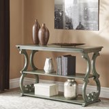 Weston Home Caden Scrollwork Console Table in Antique Sage Green Wood ...