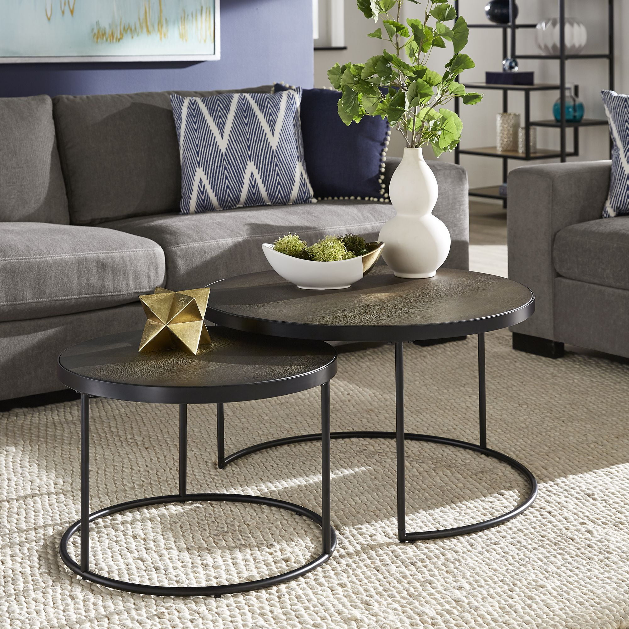 Free Shipping! Weston Home Modern Black Metal Nesting Coffee Tables ...